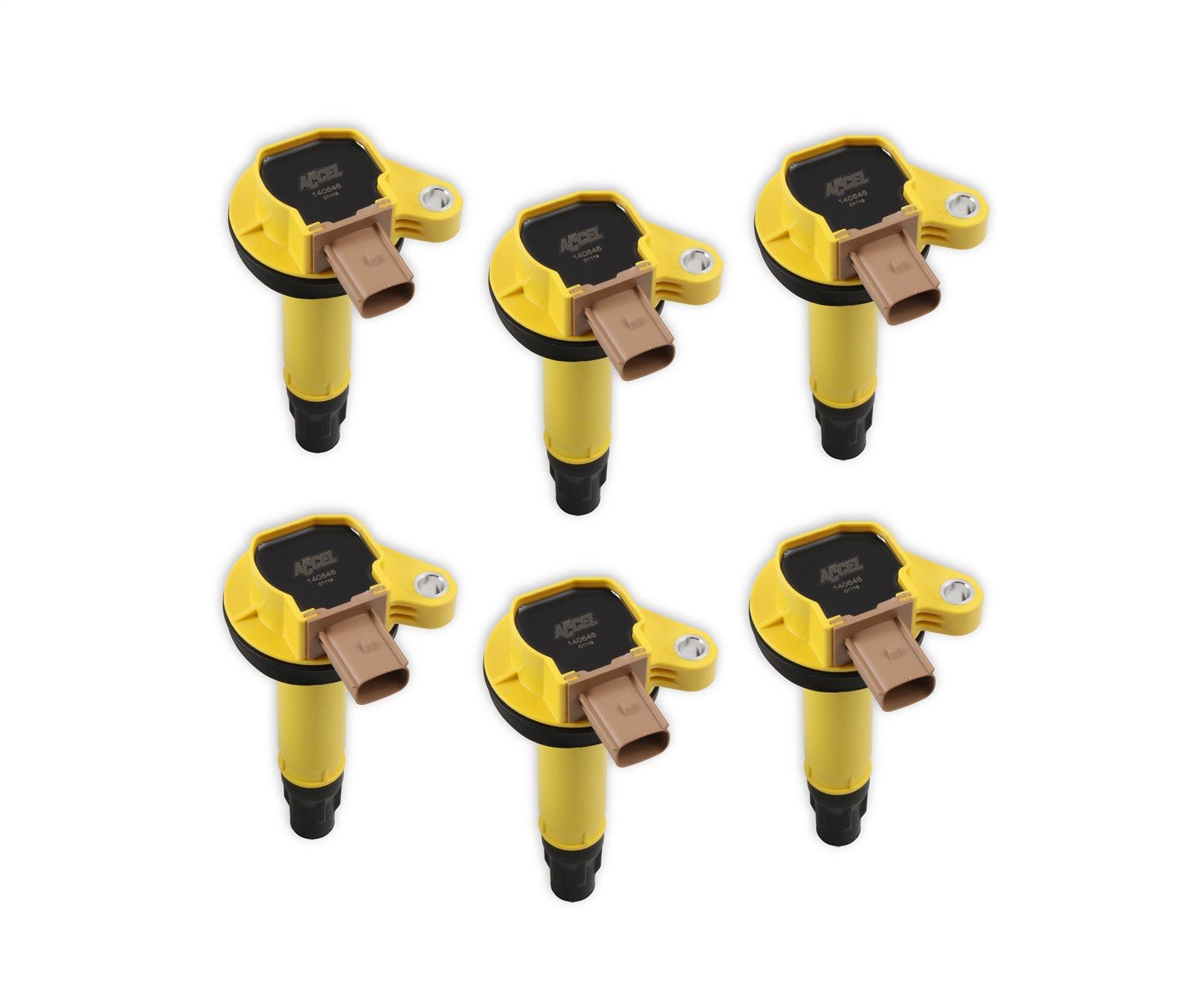 SuperCoil Direct Ignition Coil Set; OEM Replacement; 3 Pin; Yellow; Se ...